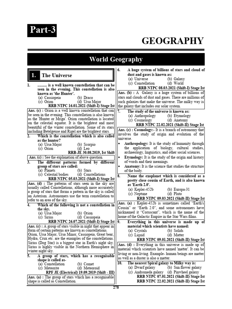 Railway Geography PYQ | PDF | Planets | Solar System