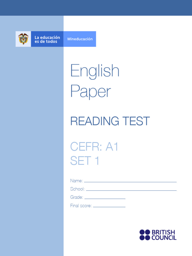 A1 Reading Test for English Learners | PDF