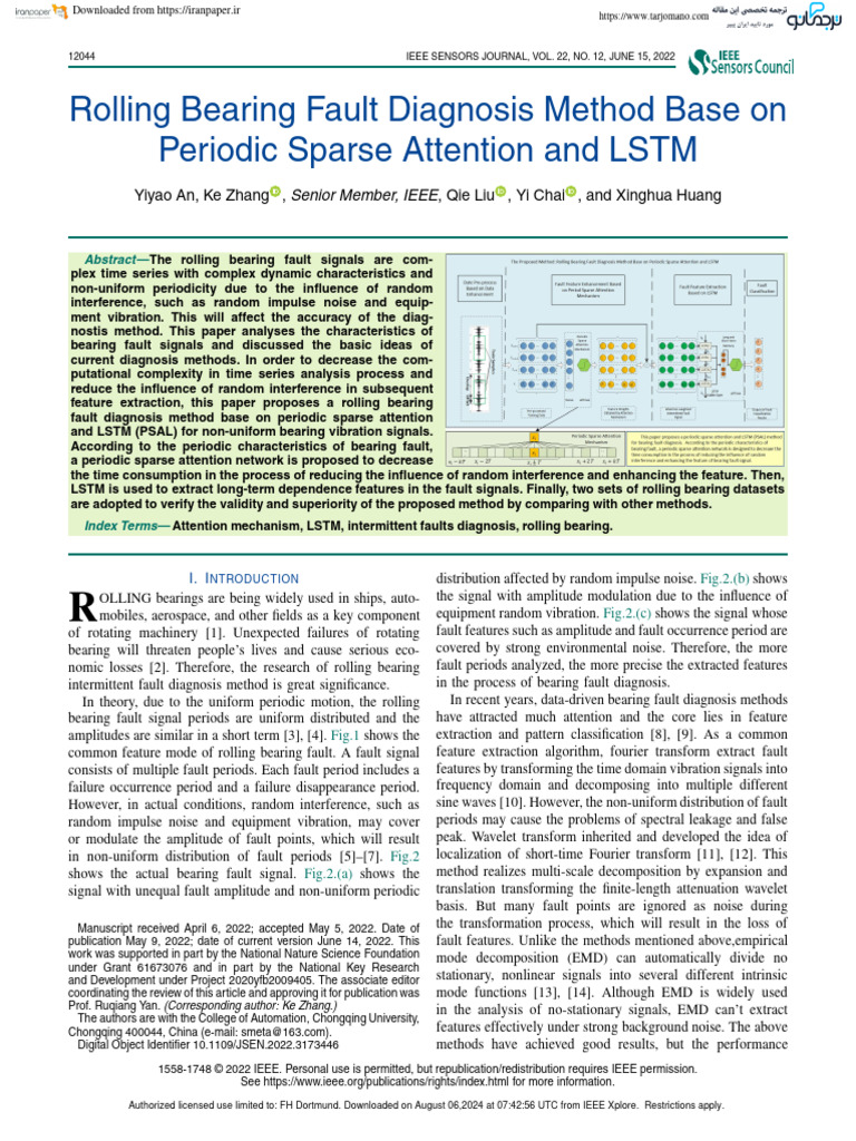 Rolling Bearing Fault Diagnosis Method Base On Periodic Sparse Attention and LSTM | PDF ...