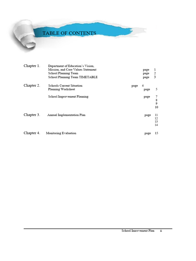 Sip Table of Contents | PDF | Teachers | Learning