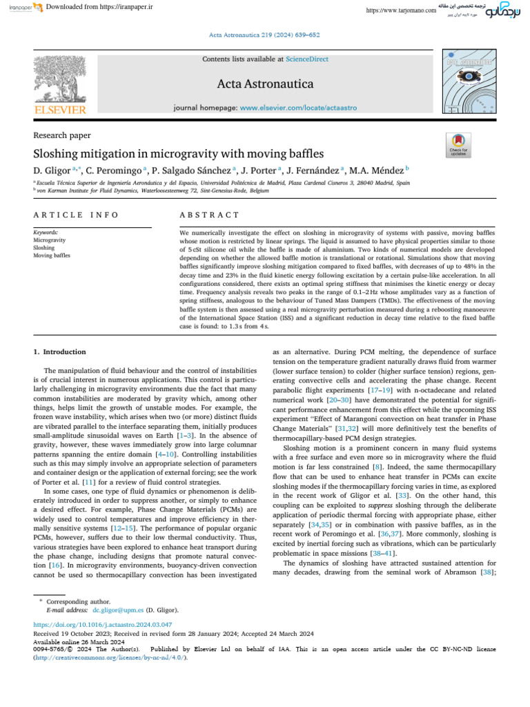 Sloshing Mitigation in Microgravity With Moving Baffles | PDF ...