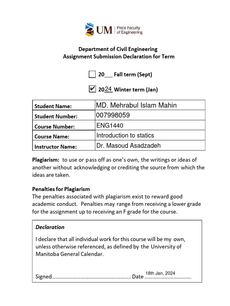 Assignment Declaration Form | PDF