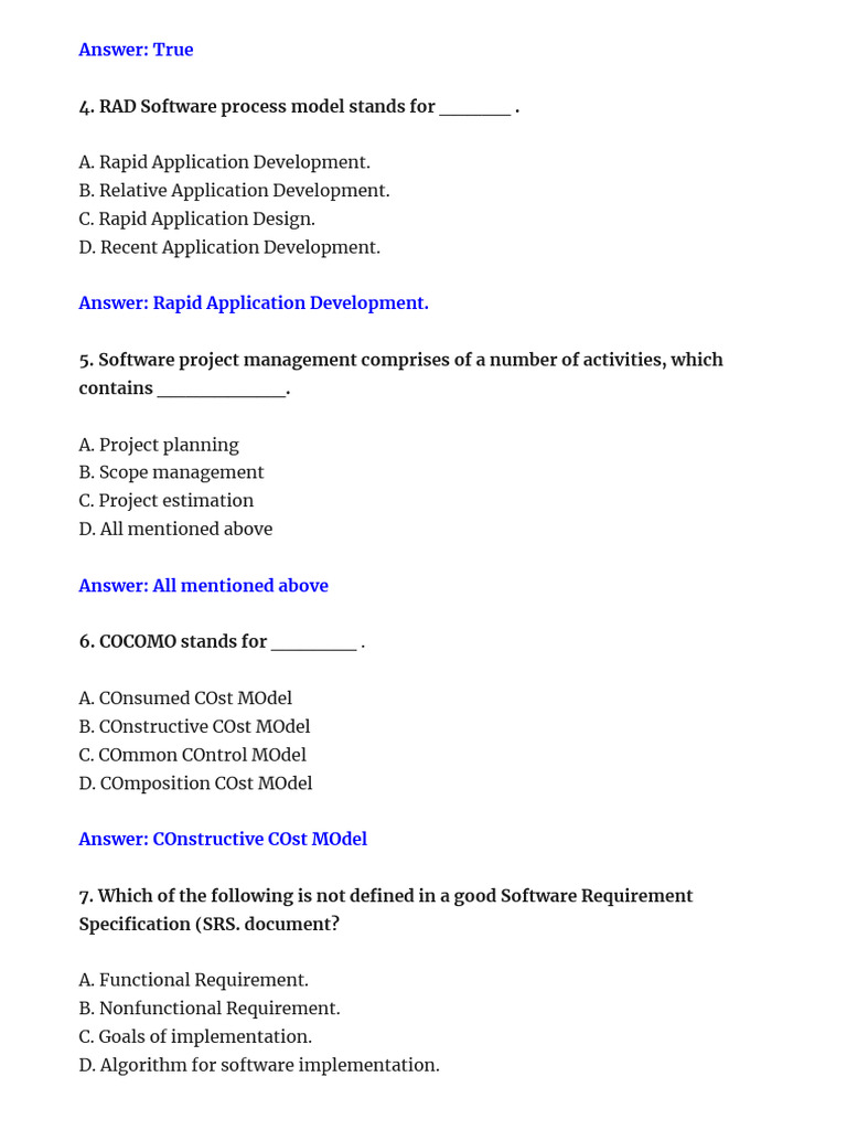 Software Engineering MCQs Overview | PDF | Software Testing | Software