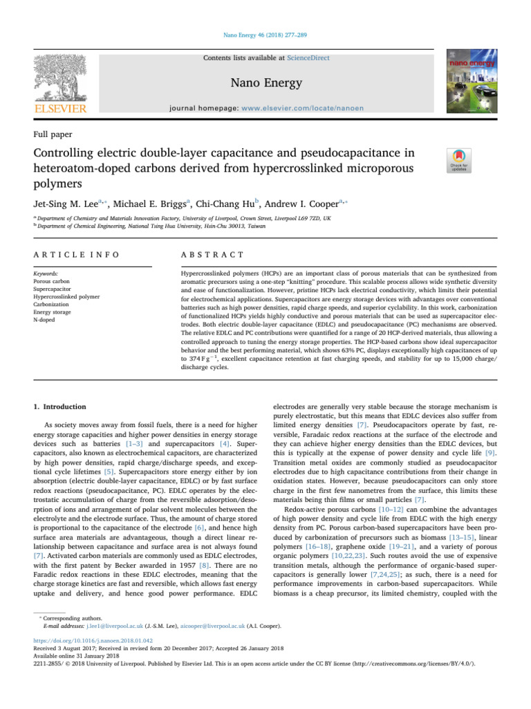 Controlling Electric Double-Layer Capacitance and Pseudocapacitance ...