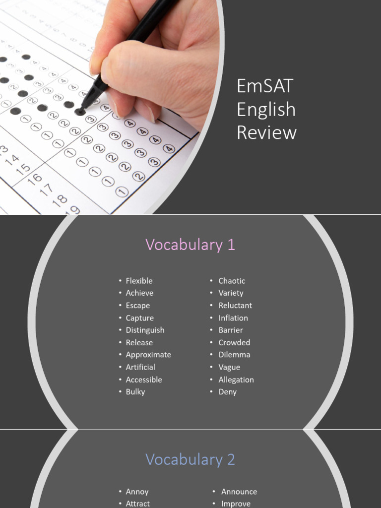 EmSAT English Review | PDF | Verb | Language Mechanics