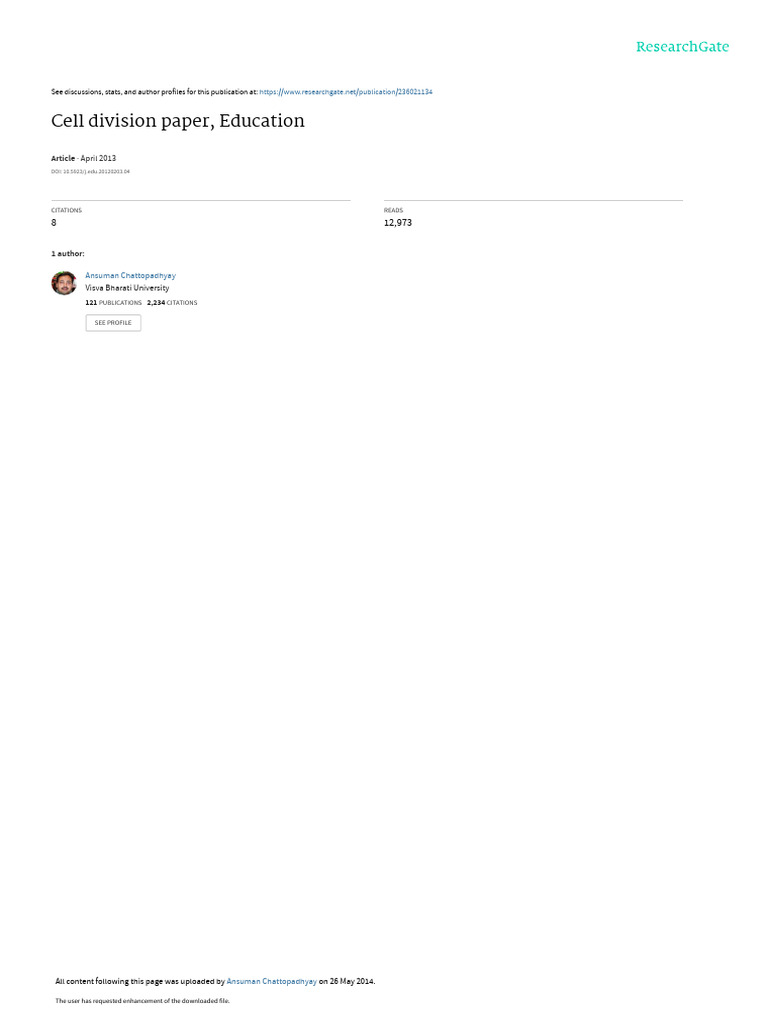 Cell Division Paper Education | PDF | Meiosis | Mitosis