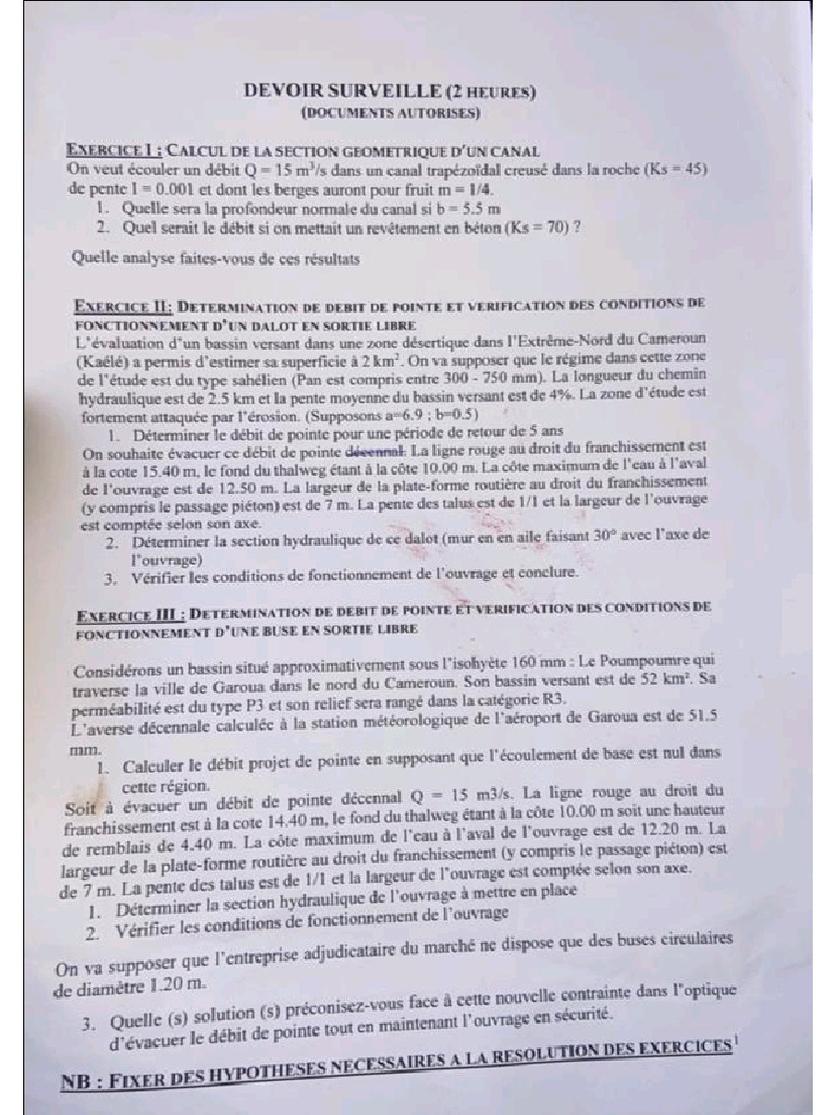 Corrige CC Assainissement 2023 | PDF