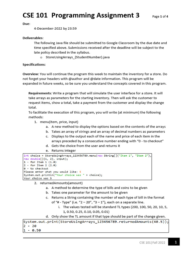 Cse101 Assignment 03 Pdf Parameter Computer Programming String 3448