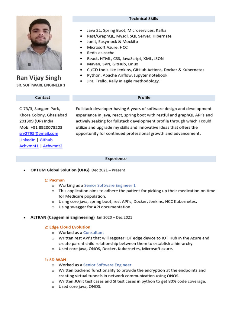 Ran Vijay Singh Updated Resume SRV | PDF | Microsoft Azure | Java (Programming Language)