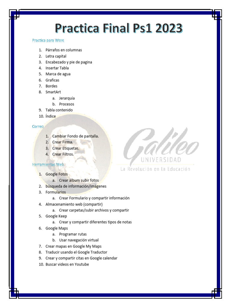 Practica Final ps1 2023 Word Gmail y Herramientas Web | PDF