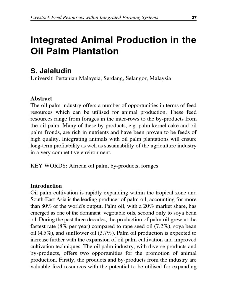 Integrated Animal Production in The Oil Palm | PDF | Agriculture | Palm Oil