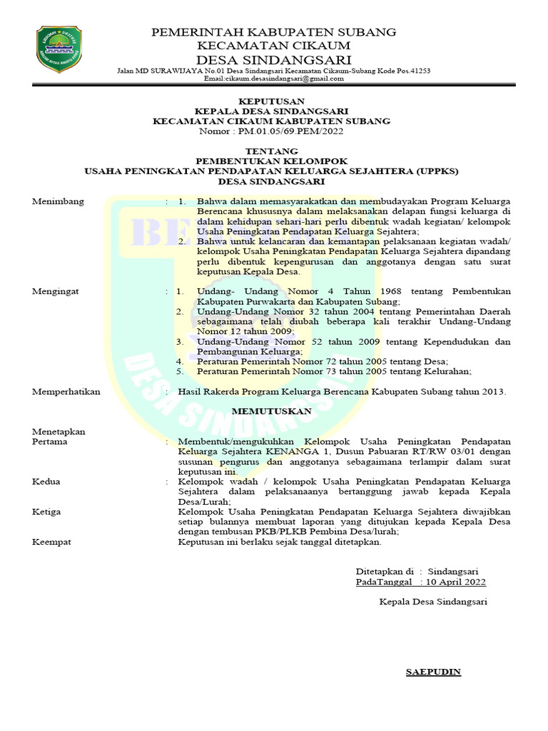 Sk. Uppks DS Sindangsari-1 | PDF