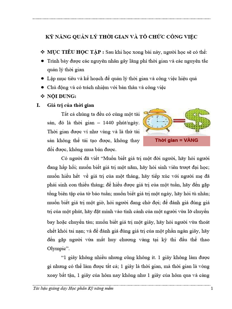 Ky Nang Quan Ly Thoi Gian | PDF