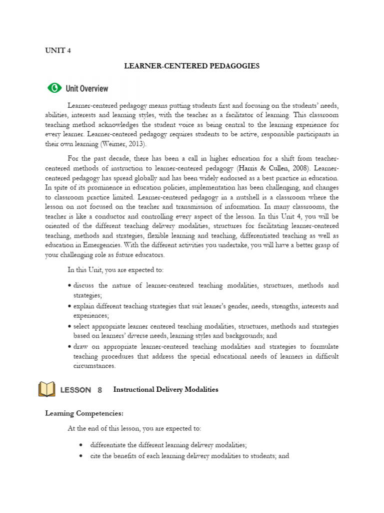 EDUC 31 Unit 4 Lesson 9 Instructional Delivery Modalities Final | PDF | Distance Education ...