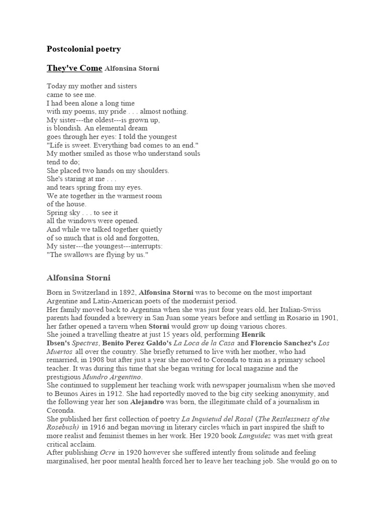 Postcolonial Poetry | PDF