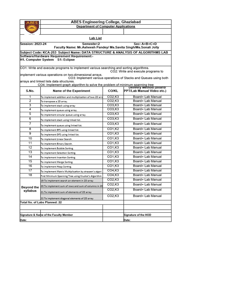 DSAA LAB Experiment List | PDF | Theoretical Computer Science | Algorithms
