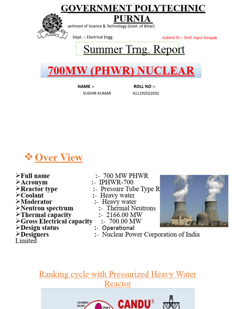 700MW (PHWR) Nuclear Power Plant | PDF | Nuclear Fuel | Nuclear Reactor