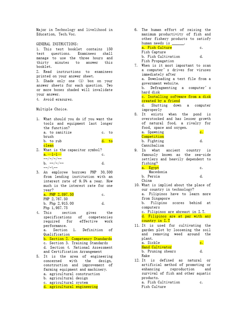 Preboard in TLE Tech - Voc New TOS 2023 KTC | PDF | Cost Of Living | Watt Preboard in TLE Tech - Voc New TOS 2023 KTC | PDF | Cost Of Living | Watt