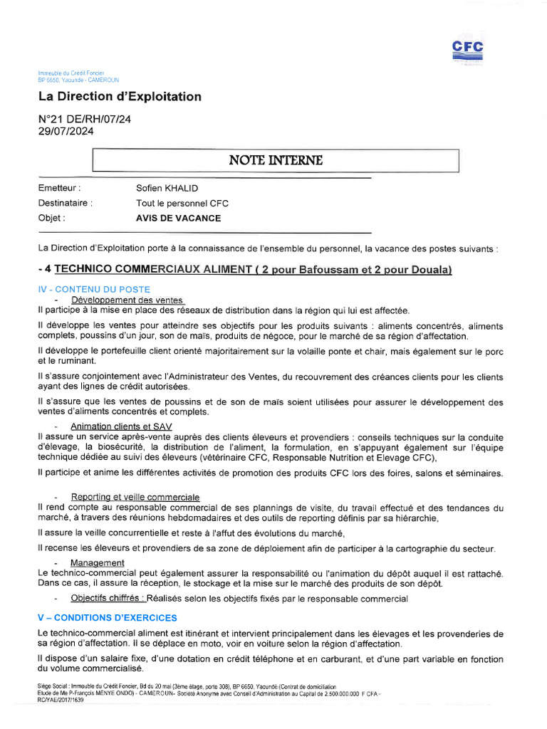 Note Interne NÂ°21 | PDF