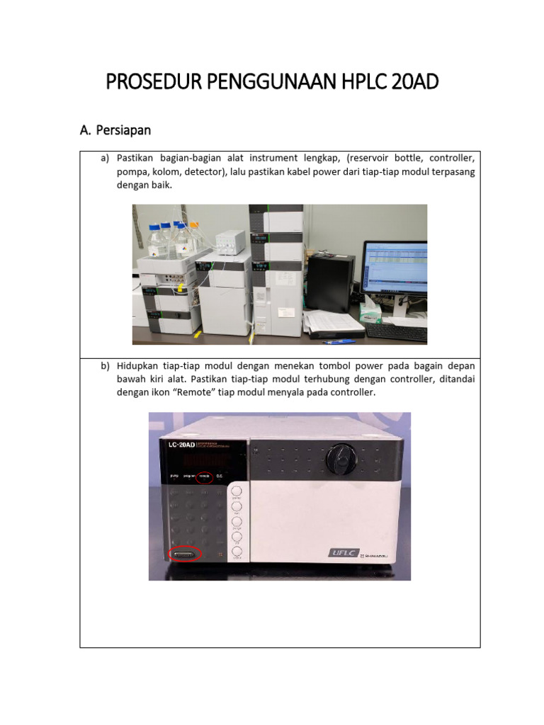 Prosedur Penggunaan HPLC 20ad | PDF