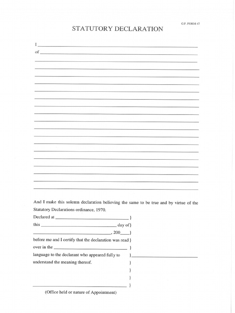Statutory Declaration Form | PDF