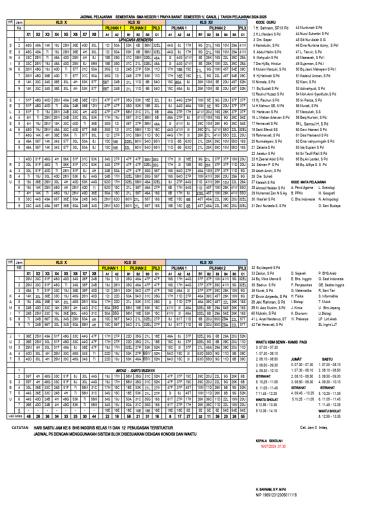 Jadwal Pel 2024-2025 1 | PDF