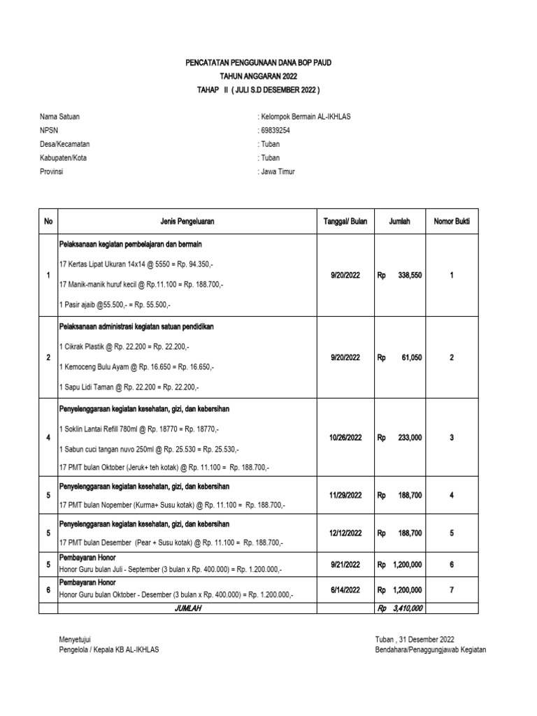 Bop 3, 4, Dan Bku Tahap 1 2022 - New | PDF