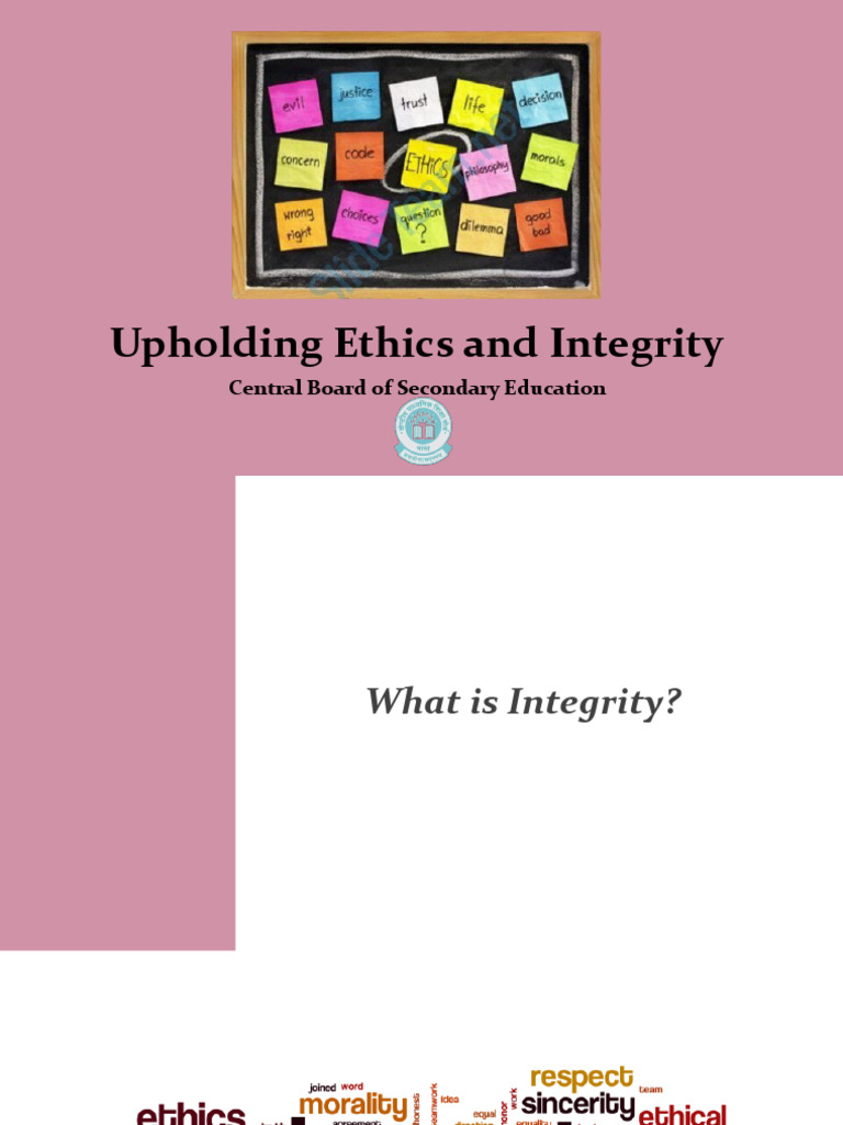 Upholding Ethics and Integrity - For Students 18.1.19 | PDF