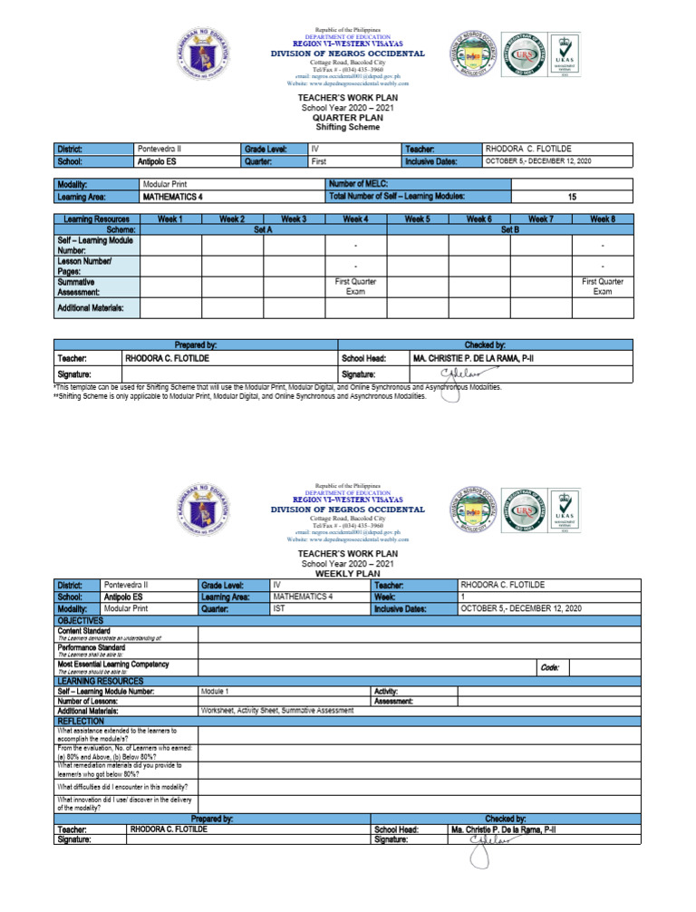 Workplan Shifting Scheme | PDF | Learning | Cognition