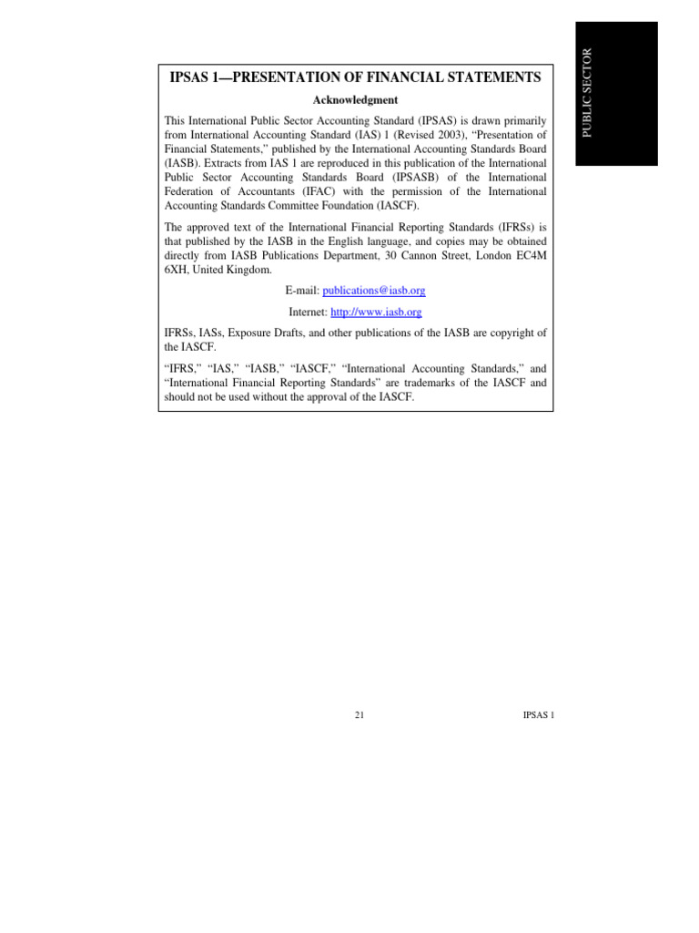 Ipsas 1 | PDF | Going Concern | Financial Statement
