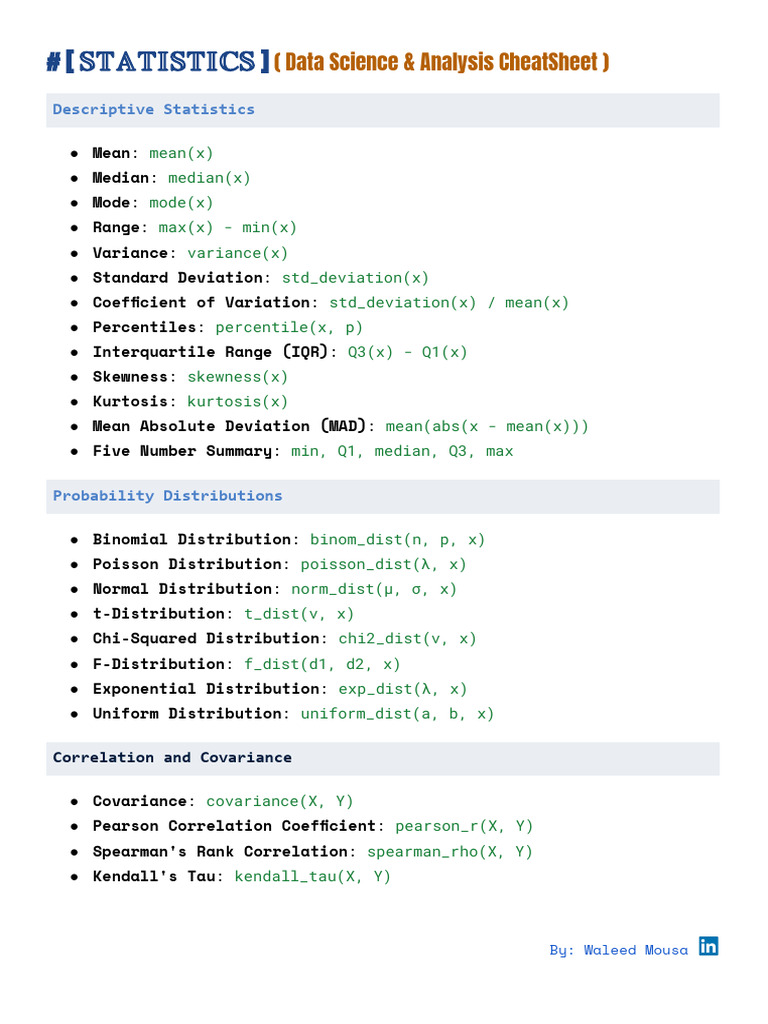 Statistics Cheatsheet 1703847367 | PDF | Spatial Analysis | Sensitivity And Specificity