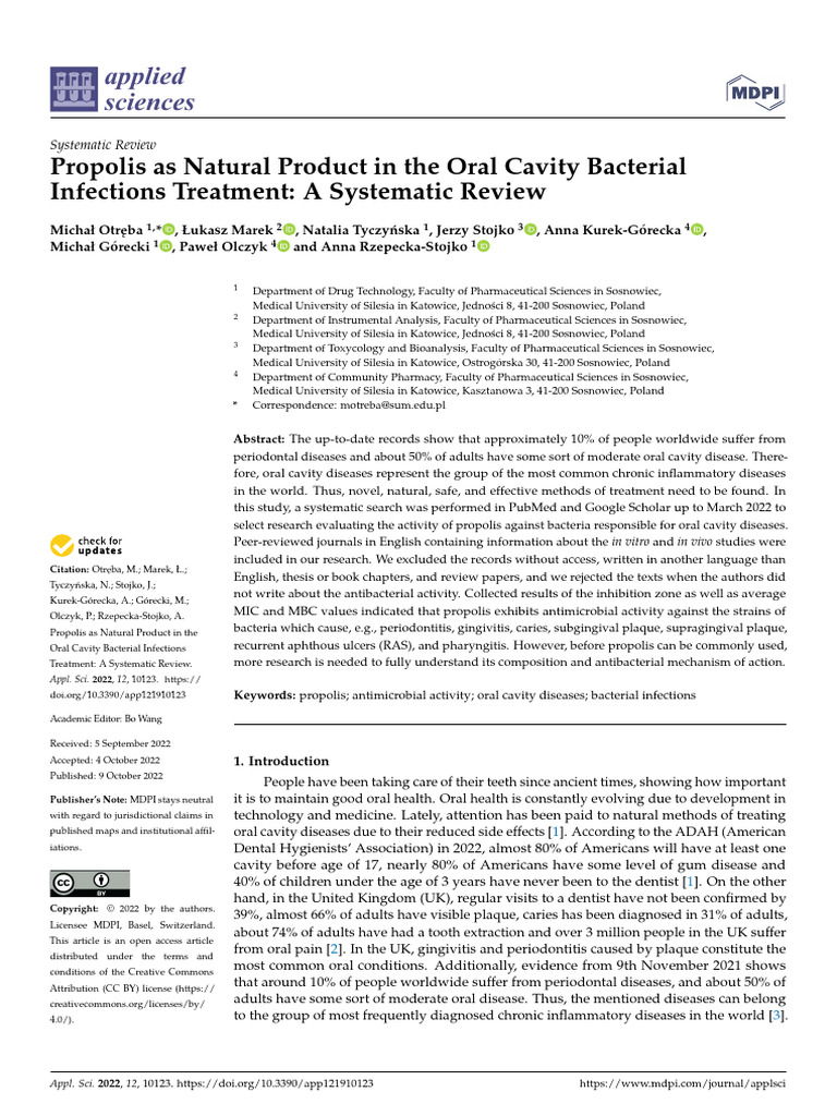 1.14. Propolis As Natural Product in The Oral Cavity Bacterial | PDF ...