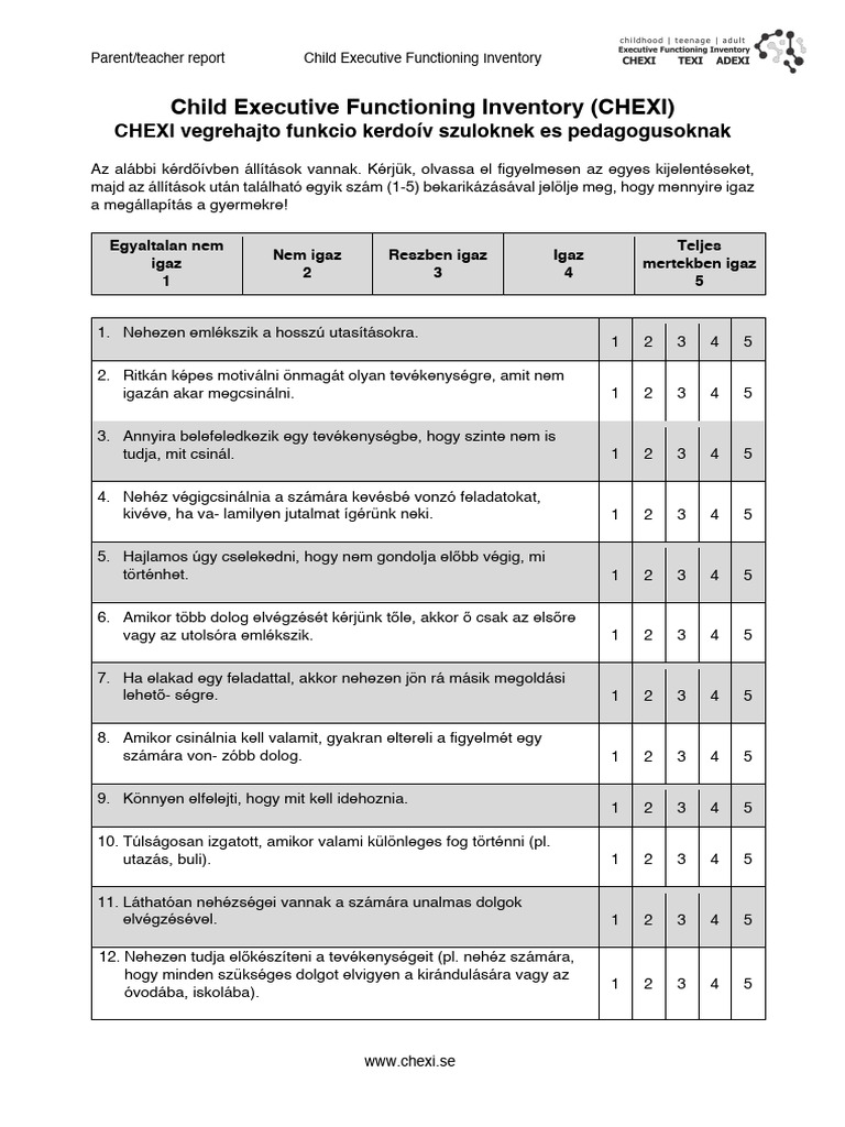 Chexi Szülő Tanár VF | PDF