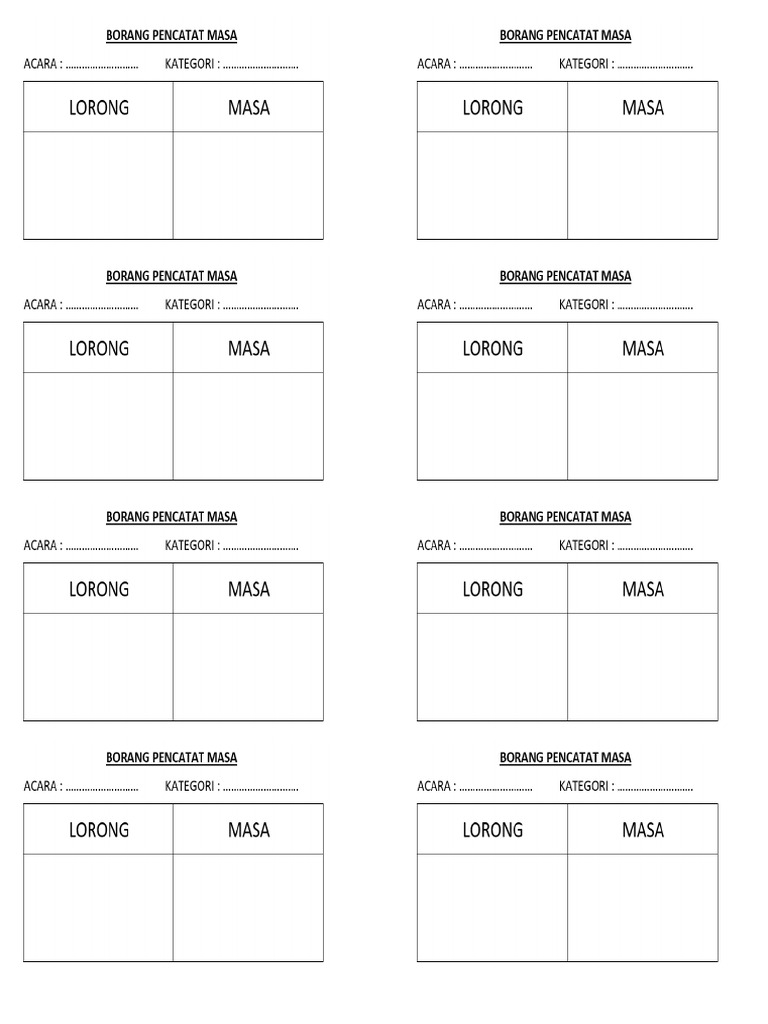 Borang Pencatat Masa Larian Hari Sukan | PDF