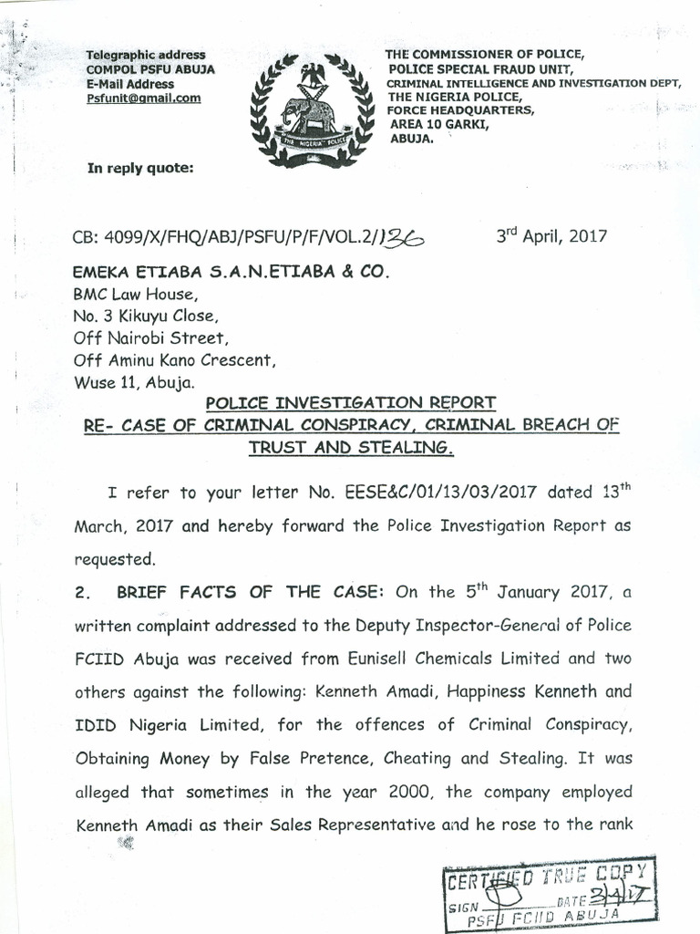 Police Investigation Report0001 | PDF