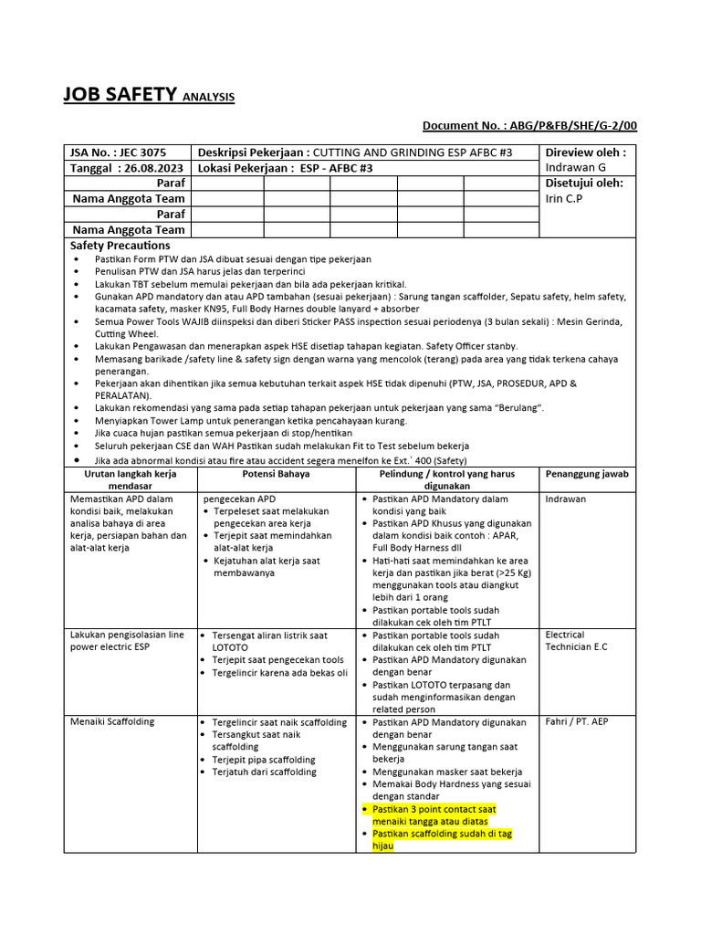 Jsa 3075. Cutting and Grinding Esp Afbc #3 | PDF