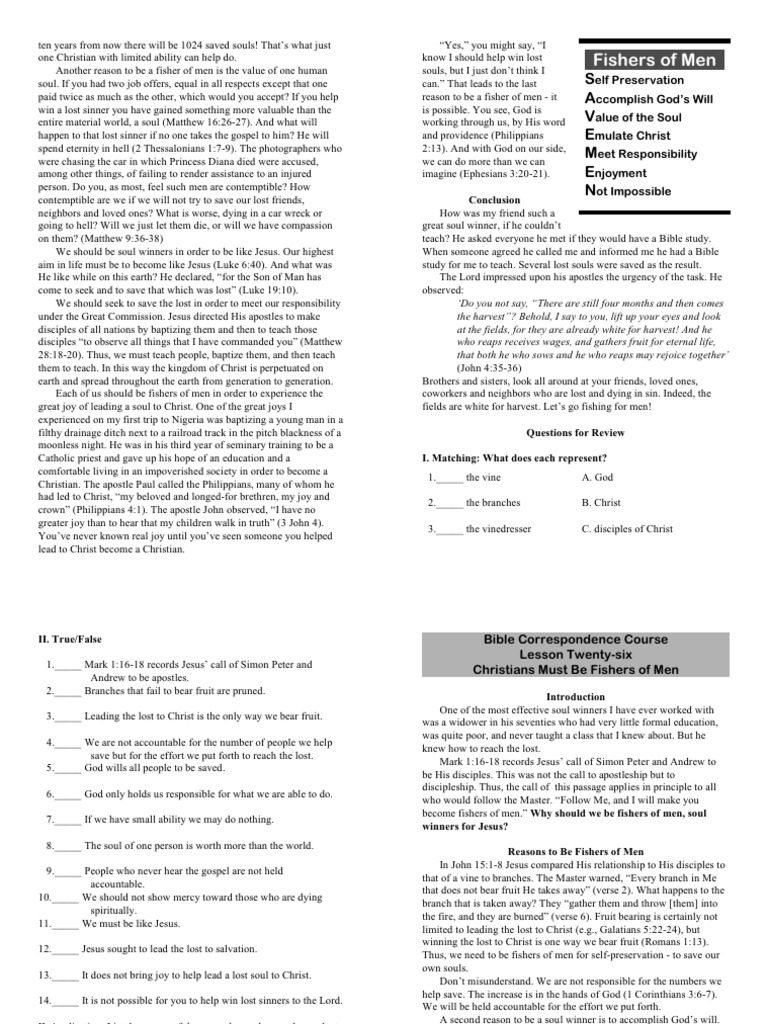 Lesson 26 - Lets Go Fishing for Men (Revised) | PDF | Jesus | Disciple ...