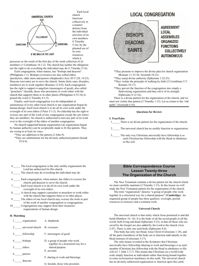 Lesson 23 - The Organization of The Church (Revised) | PDF | Elder ...