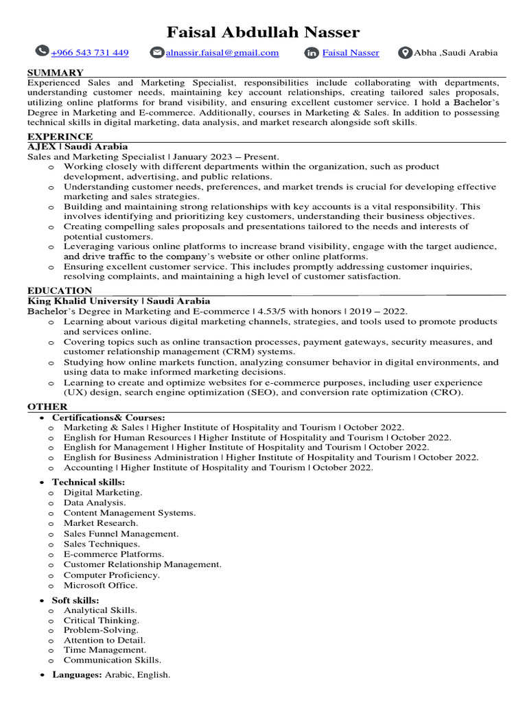 Faisal Abdullah Nasser CV | PDF | Marketing | Digital Marketing