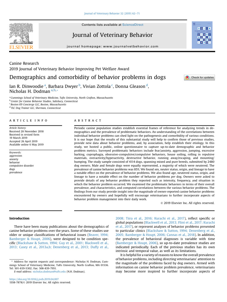 Canine Behavior Problems Study Insights | PDF | Neutering | Dogs