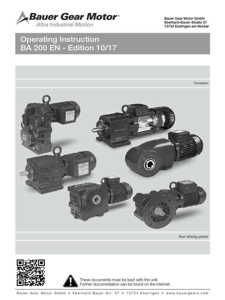 Bauer Gear BK Series Gearmotors IOM | PDF | Electromagnetic ...