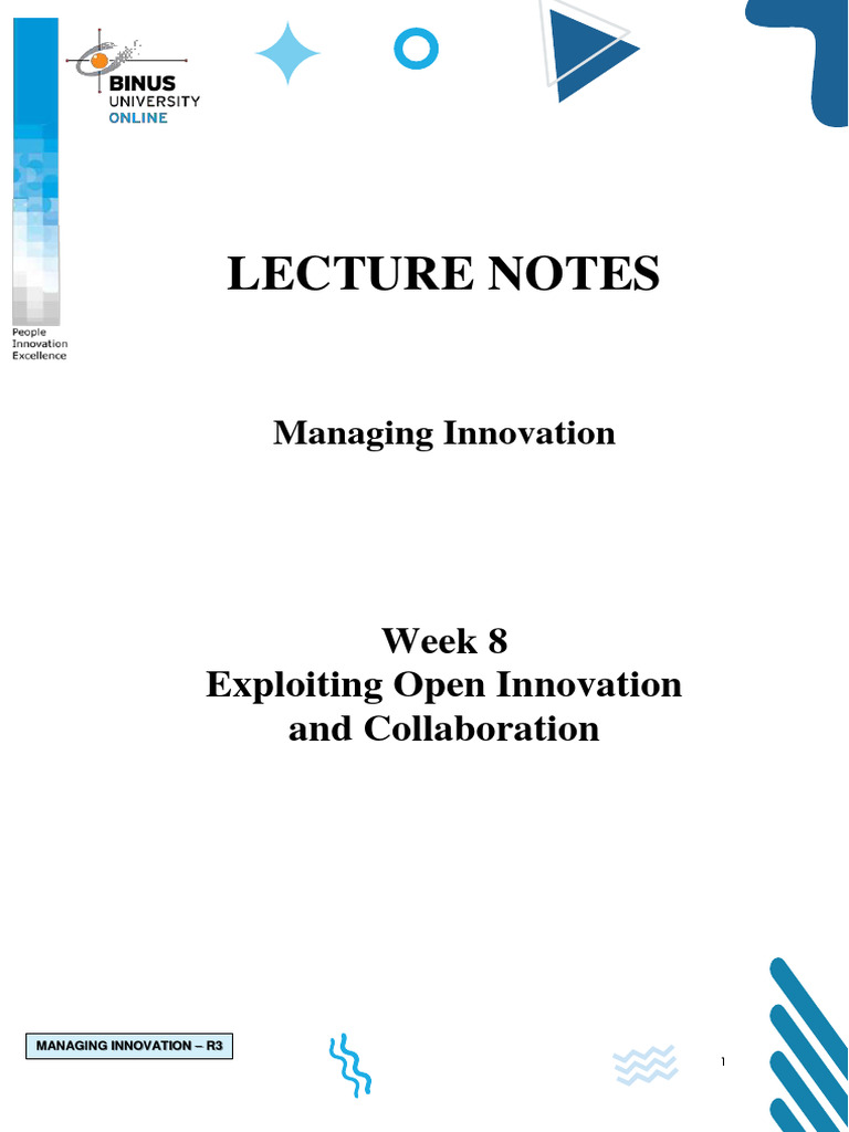 Week 8 - Exploiting Open Innovation and Collaboration | PDF