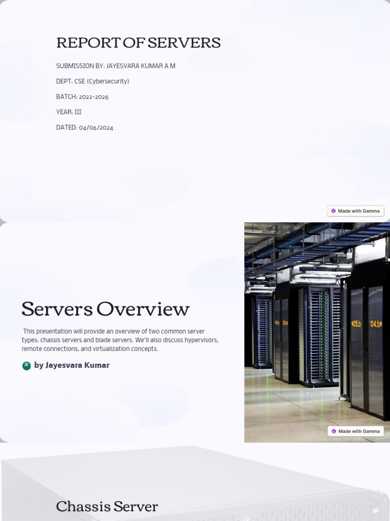 Report of Servers | PDF | Server (Computing) | Computer Cluster
