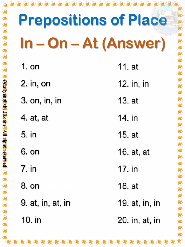 English Grammar Prepositions Keys | PDF