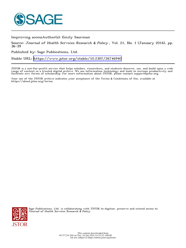 Article Improving Access | PDF | Awareness | Health Care