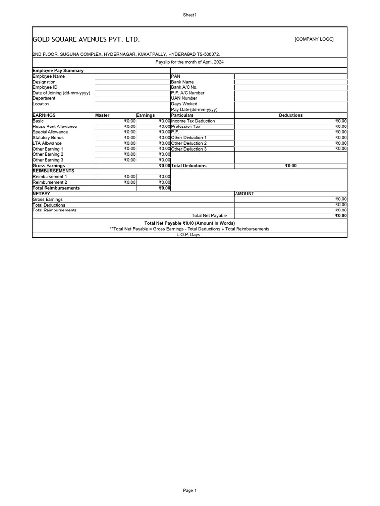 Salary Slip Format in Excel | PDF | Tax Deduction | Taxes