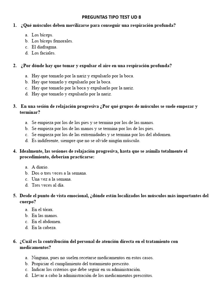 Examen UD 8 B | PDF | Ansiedad | Estrés (biología)