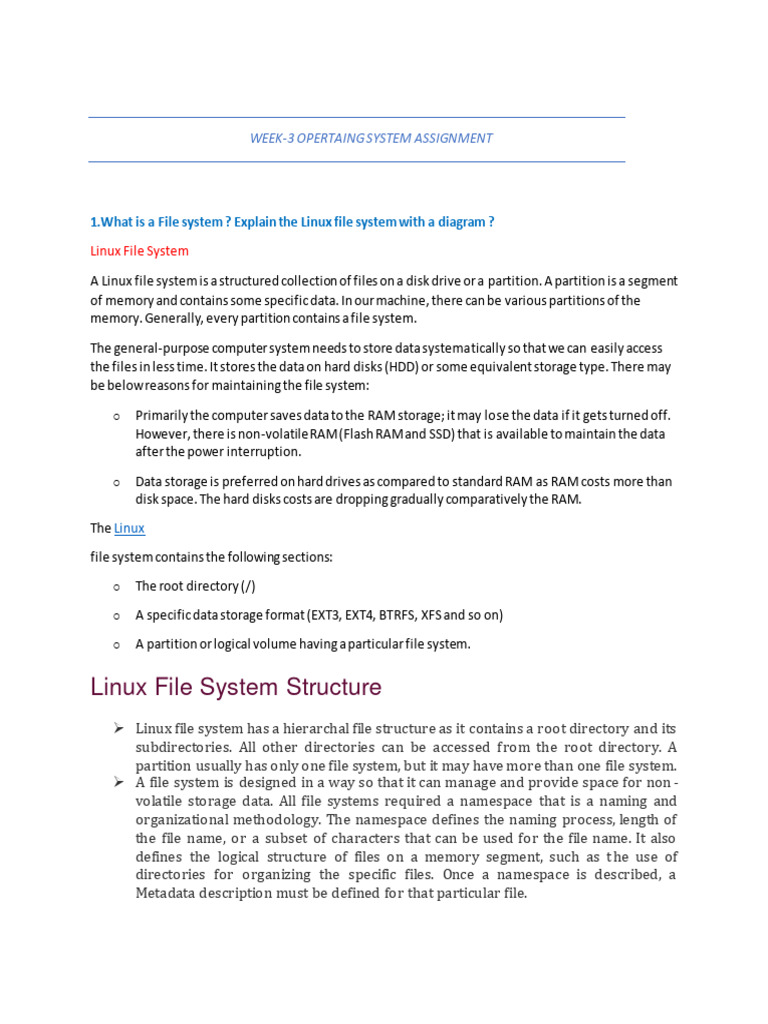 Week-3 Os Ass | PDF | Computer File | File System