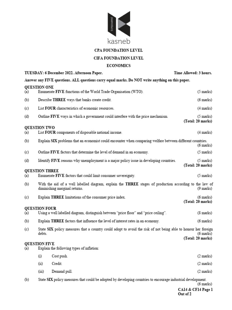 Economics Exam Questions Overview | PDF | Economics | Demand