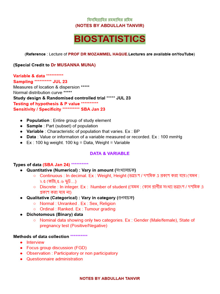 BIOSTATISTICS | PDF | Sensitivity And Specificity | Scientific Method